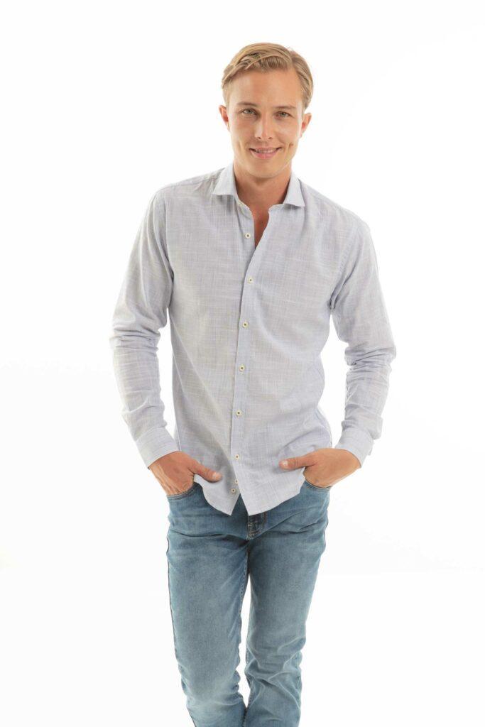 Camisa Hombre Regular Custom Celeste SS2 - LEE Ecuador